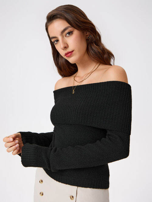 Cider Off-shoulder Knitted Long Sleeve Top | Lazada PH