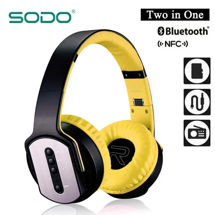 Sodo MH2 Bluetooth 2 IN 1 Headphone with Flip-out Speaker - Yellow ...