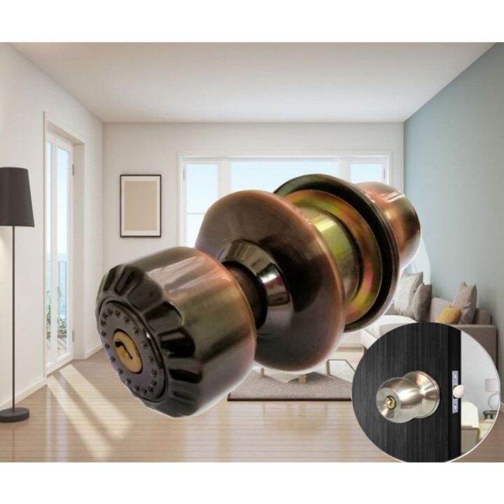 Cylindrical Lock Round Ball Door Knob Set Pintu Lock Pintu Tombol | Lazada