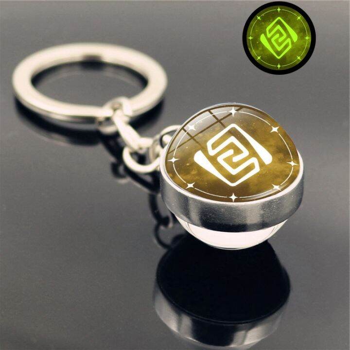 【2023 NEW】 Luminous Vision Key Chain Genshin Impact Game Pyro Hydro ...