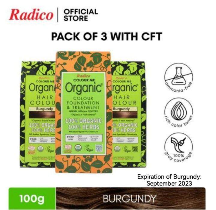 Radico Organic Hair Color(Burgundy) Pack Of 2 with CFT | LineaOrganica ...