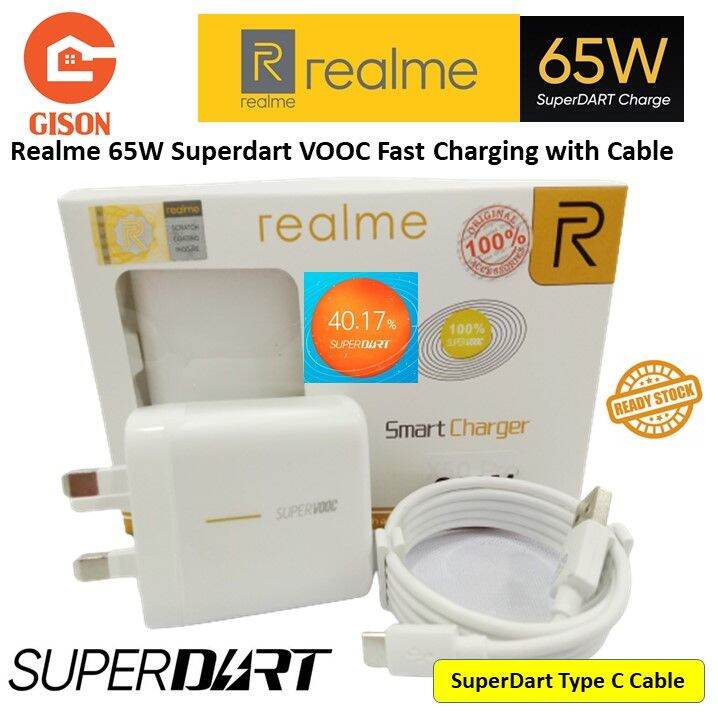 Realme 65W Superdart VOOC Fast Charger UK Plug with Free Super VOOC ...
