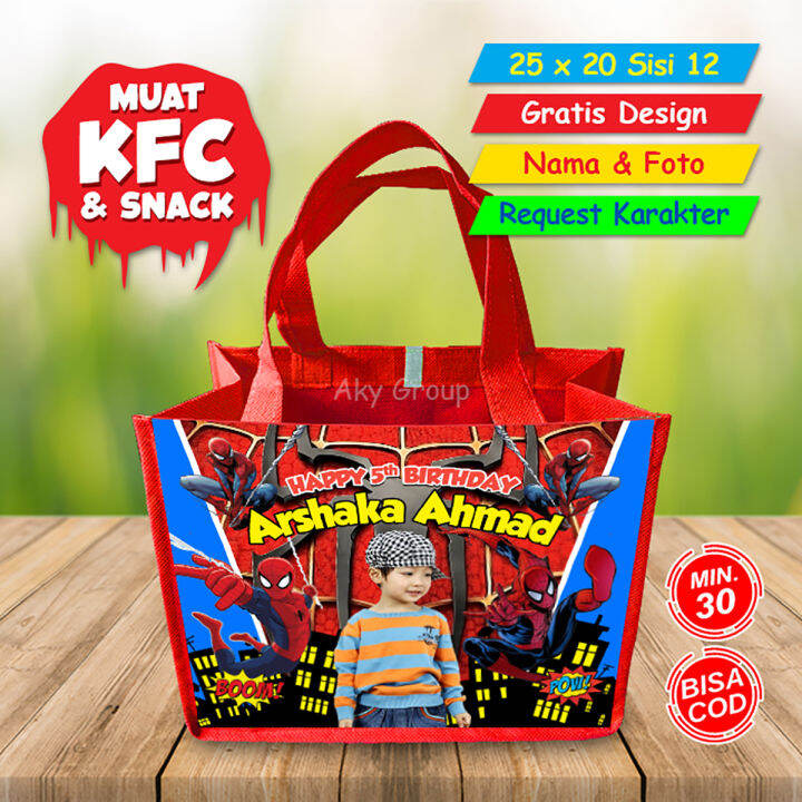 Tas Ulang Tahun anak murah Tas Ultah sablon nama dan Foto Tas Souvenir ...