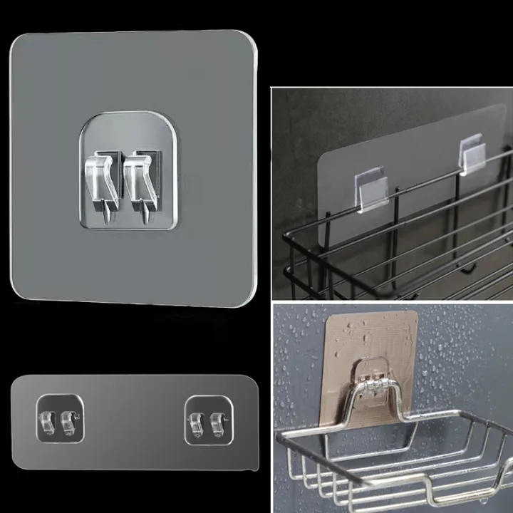 Seamless Adhesive Hooks Wall Mount Rack Strong Non-Marking Patch Patch ...