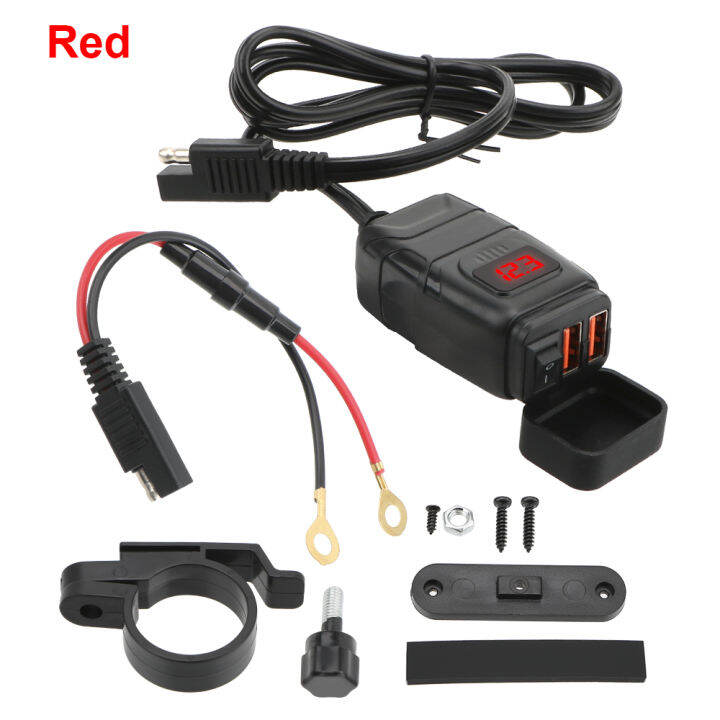 Red Digital Voltmeter Adapter ON OFF Switch QC 3.0 Vehicle-mounted ...