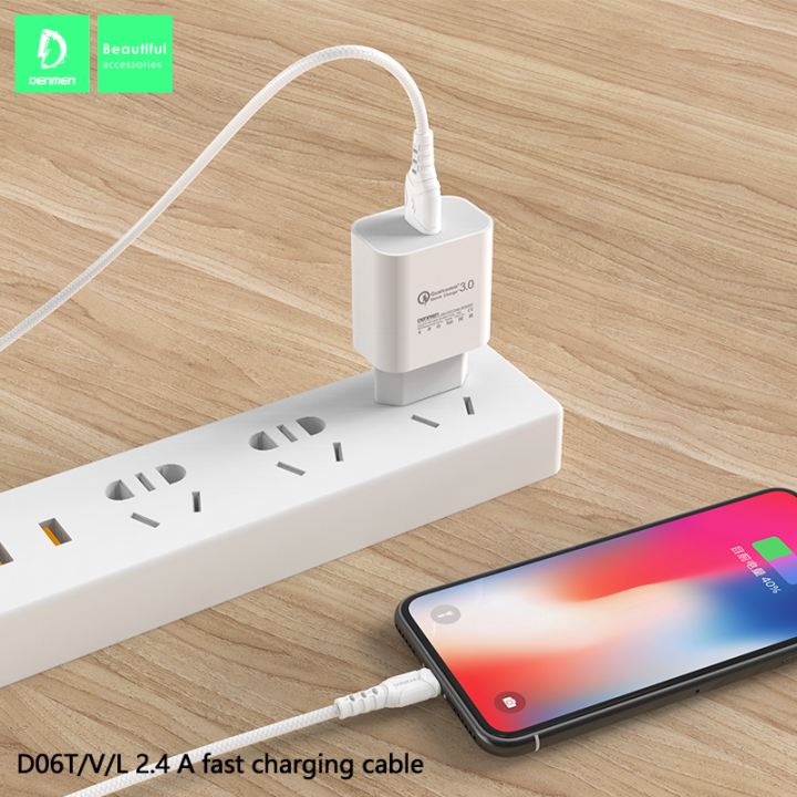 Denmen D06 2.4A Charging Data 1 Meter Cable Output For Android USB to ...