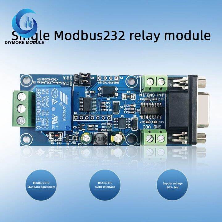 1ช่อง Modbus RTU โมดูลเดียวรีเลย์ RS232/TTL UART DC7-24V แผงวงจรจ่ายไฟ ...