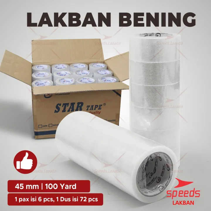 SPEEDS-Isolasi Lakban Bening Solasi Putih Ukuran 45mmx 80 yard Untuk ...