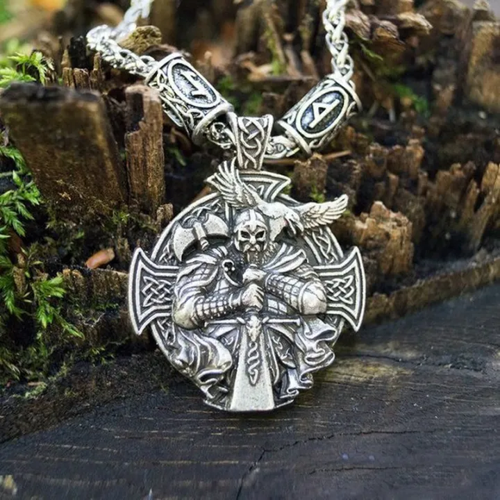 Cross Border Viking Men's Necklace Odin God Pendant Famous Family Style ...