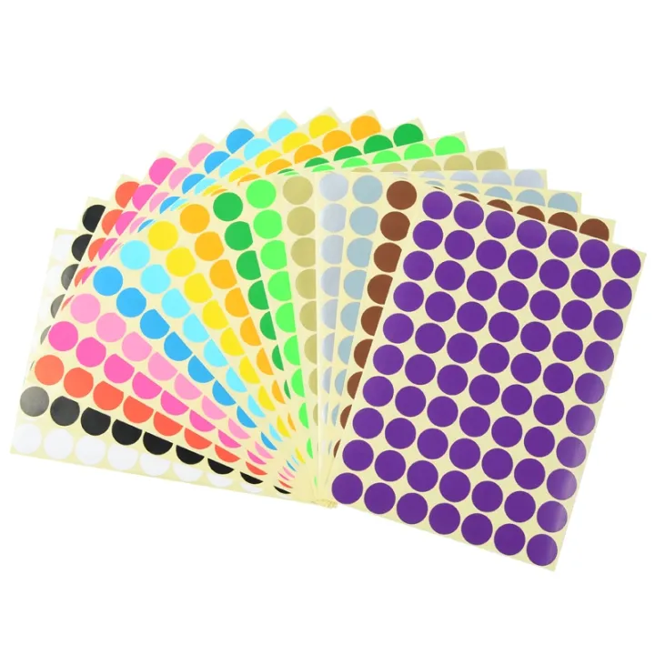 Color coded Round Self adhesive Stickers Handwritten Self adhesive Dot ...