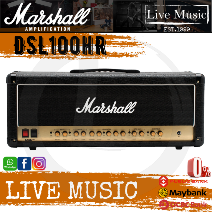 Marshall DSL100HR - 100 Watt Tube Head Guitar Amplifier (DSL100-HR ...