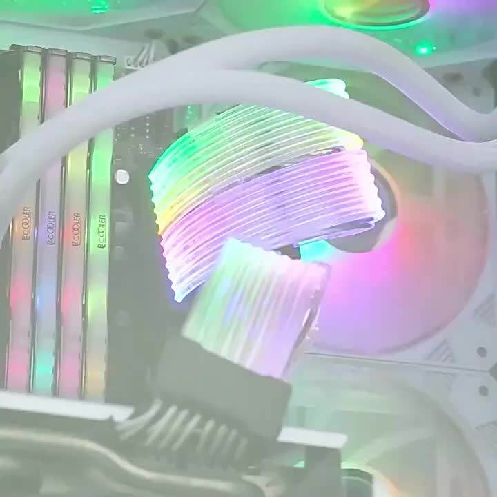 ARGB PSU Power Supply Extension Cable RGB Flow ATX 24Pin PCIe GPU Dual ...