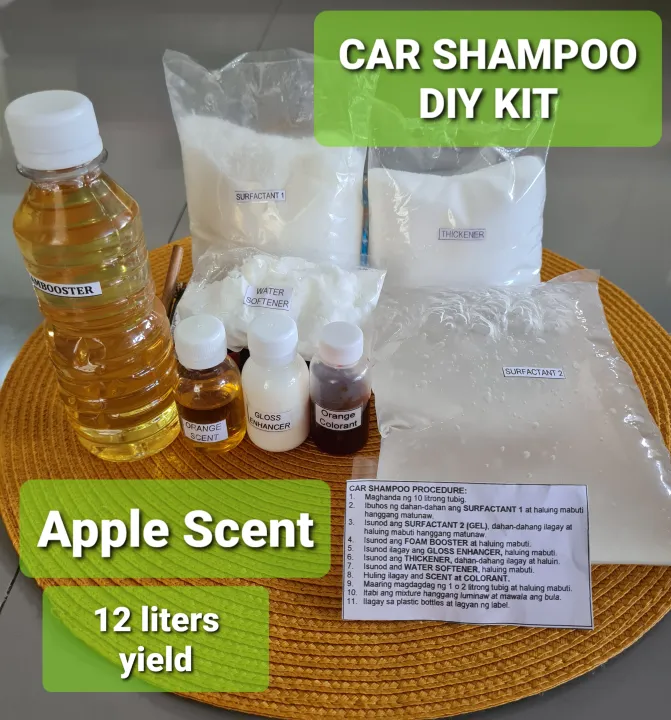 DIY CAR WASH SHAMPOO ,APPLE SCENT, 12 LITERS YIELD PER KIT ,PURE,HIGH ...