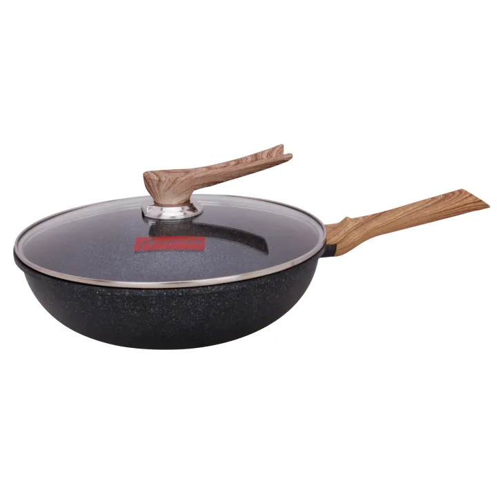 Amercook 30cm Induction Non Stick Open Wok Pan with Pour Spout ...