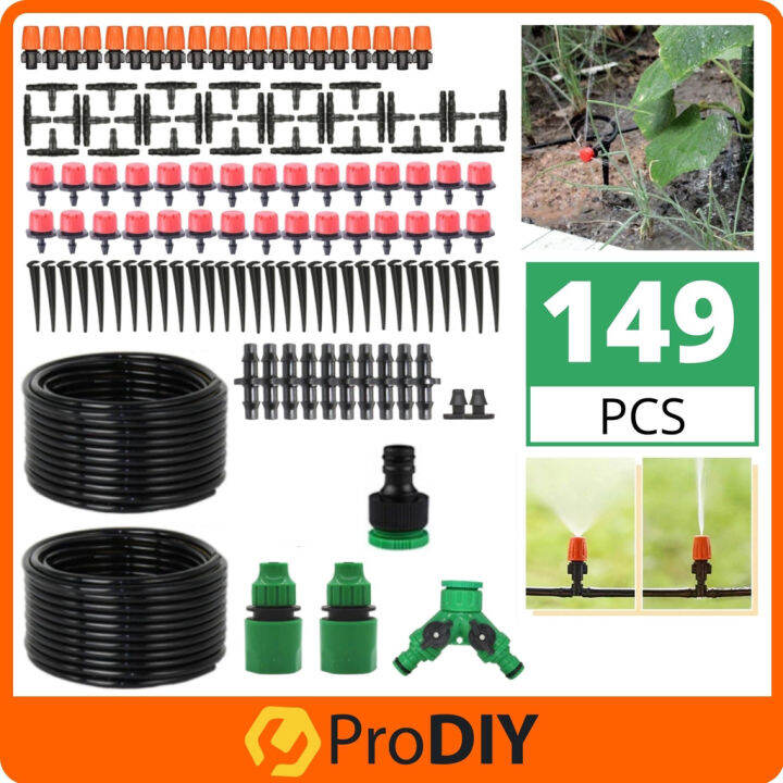 149PCS x 30M DIY Automatic Irrigation System Garden Watering Hose Micro Drip Kit Adjustable ...