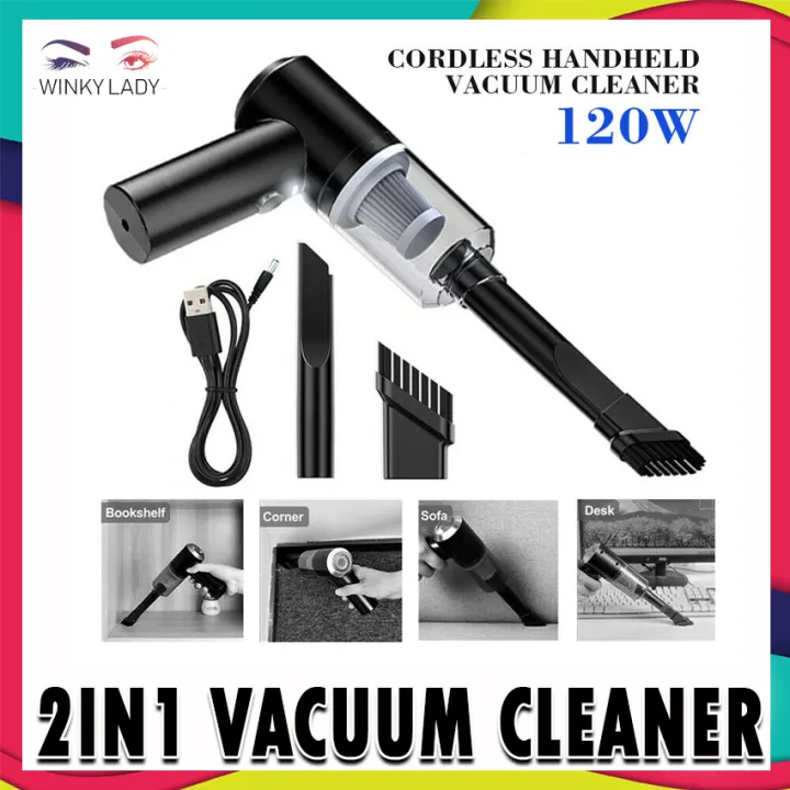 2in1 Mini Vacuum Cleaner Portable LED Wireless Hand-Held Wet and Dry ...