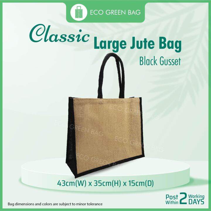 Classic Jute Bag with Black Gusset A3 Beg Jute Besar Kosong 41x33x15cm | Lazada