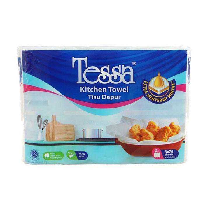 Tessa kitchen towel 3 rolls / 70 sheets / 2 ply | Lazada Indonesia