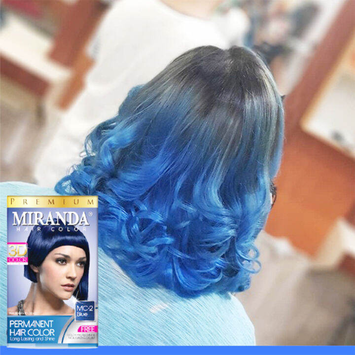 Semir rambut yang bagus permanen warna biru Semir rambut korea bubble ...