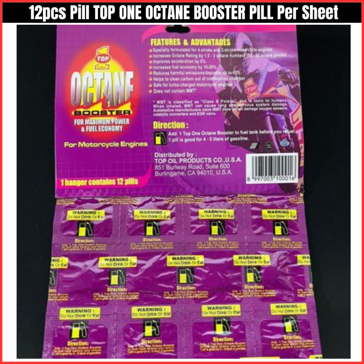 TOP ONE OCTANE BOOSTER PILL Per Sheet 1PILL IS FOR 4-5 LITERS ...