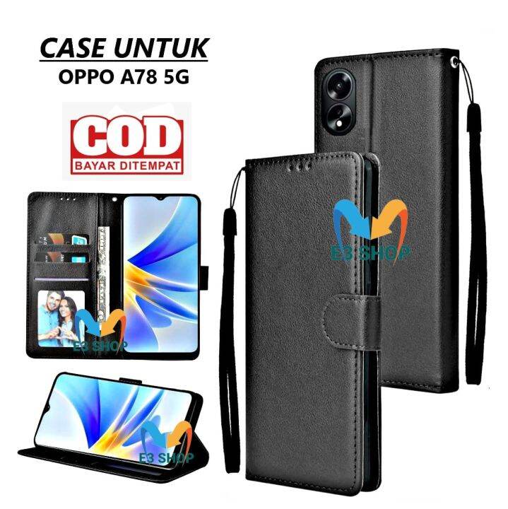 Case HP OPPO A78 5G flip dompet casing flip wallet leather cover ...