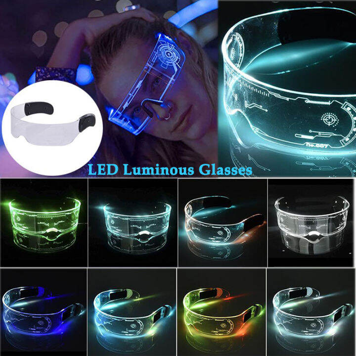 LED Luminous Glasses Acrylic Colorful Light Up Eyeglasses for Men Women ...