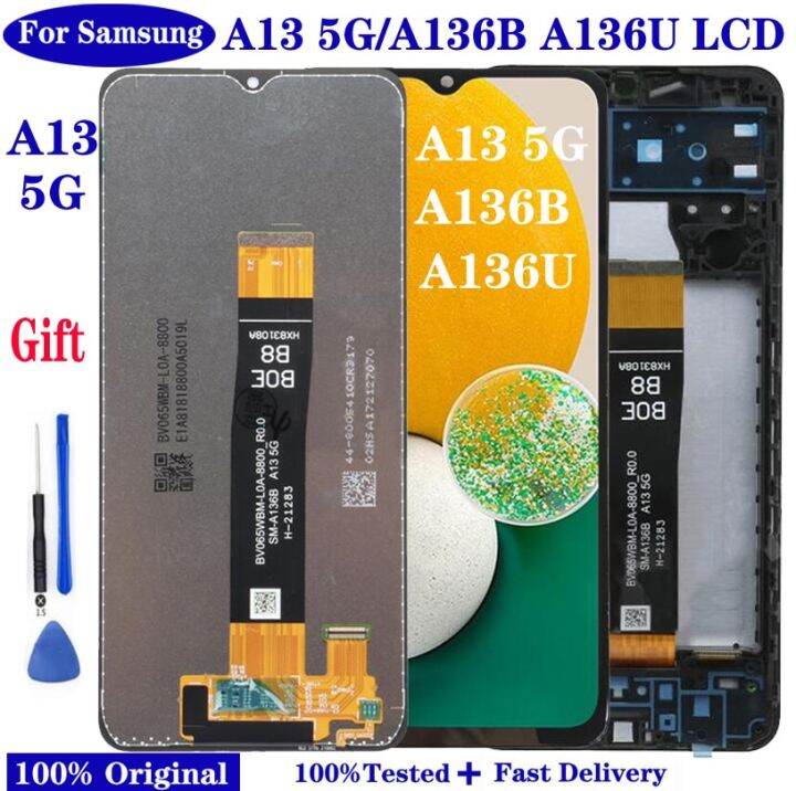 ต้นฉบับเหมาะสำหรับ Samsung Galaxy A13 5G หน้าจอดิจิตอลสัมผัสหน้าจอ LCD เหมาะสำหรับ Samsung A13 ...