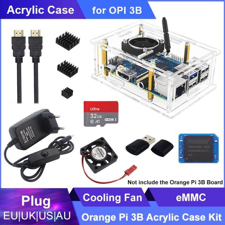 Orange Pi 3B Acrylic Case Kit Transparent Shell Optional Active Passive ...