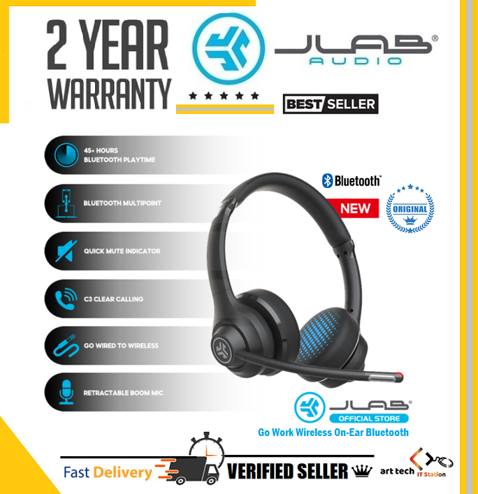 JLab Go Work Wireless On-Ear Bluetooth Headset | Lazada
