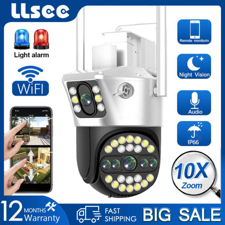 LLSEE 4K 8MP 10X zoom, cctv camera WiFi wireless outdoor 360 degree ...