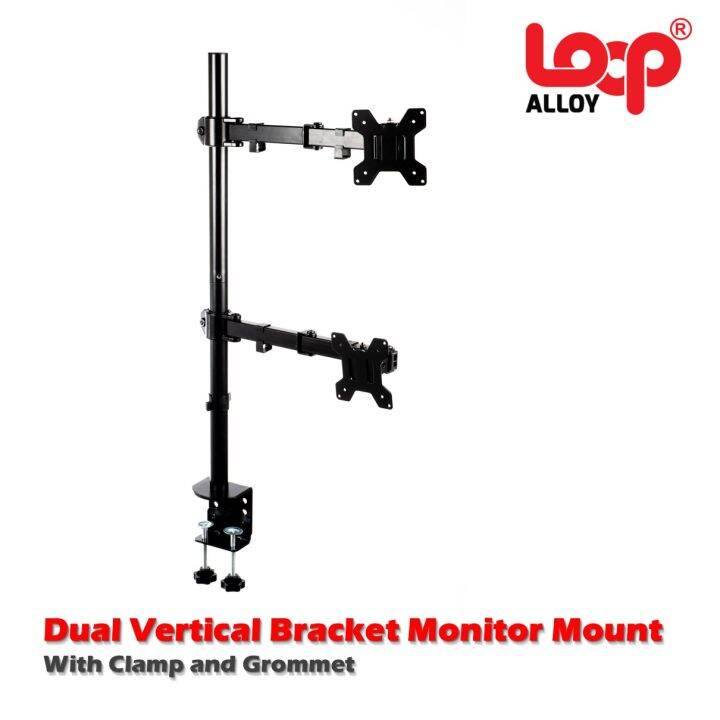 Loop Alloy Dual Vertical Bracket Monitor Mount with Clamp and Grommet ...