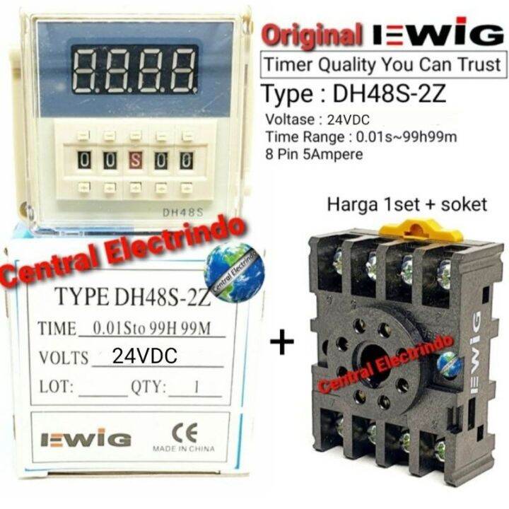 Timer Relay DH48S Counter Digital EWIG 24VDC + Socket 8pin EWIG ...