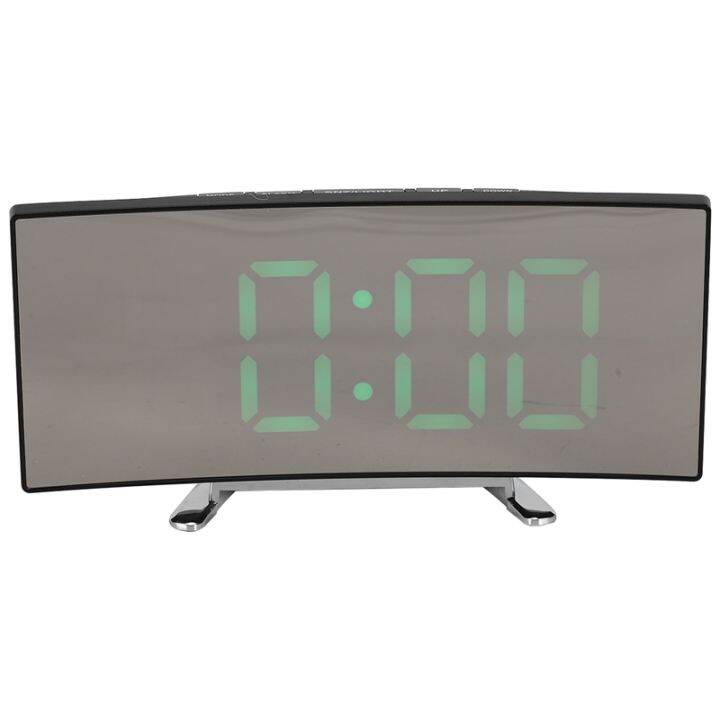 Digital Alarm Clock, 7 Inch Curved Dimmable LED Screen Digital Clock for Kids Bedroom, Green ...