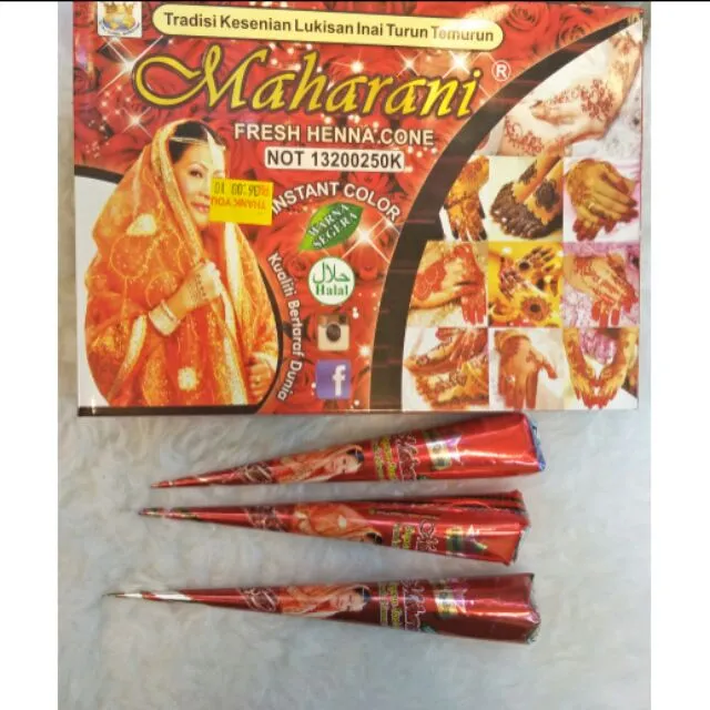 MAHARANI FRESH HALAL HENNA INAI CONE MAHARANI KON / LUKIS SAIZ BESAR ...