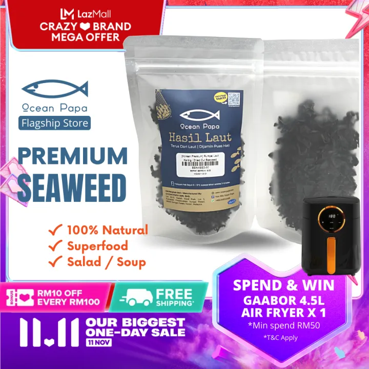 [Korean Premium] Rumpai Laut Kering Halal / Dried Cut Seaweed Ocean Papa - 30g | Lazada