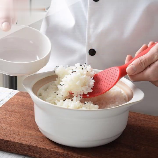 Jearry Silicone Handle Rice Ladle Comfortable Handle Heat Resistant ...