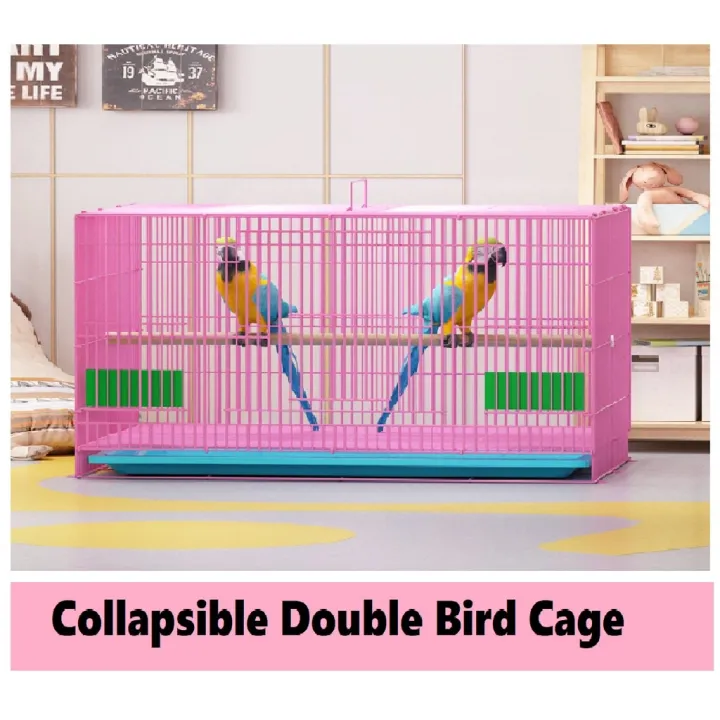 Hanging Rectangular Collapsible Double Bird Cage | Lazada PH
