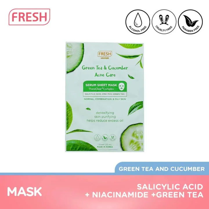 b\=Fresh Skinlab Green Tea and Cucumber Acne Care Serum Sheet Mask 1 ...