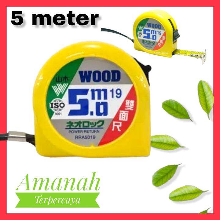 METERAN WOOD 5 METER / METERAN WOOD 5M BOLAK BALIK ROLL METER 2 SISI ...