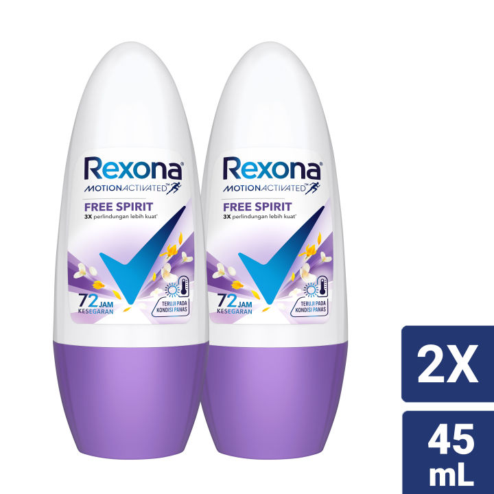 Rexona Women DEODORANT ROLL ON ANTIPERSPIRANT FREE SPIRIT 72 JAM KESEGARAN 45ML x2 | Lazada ...