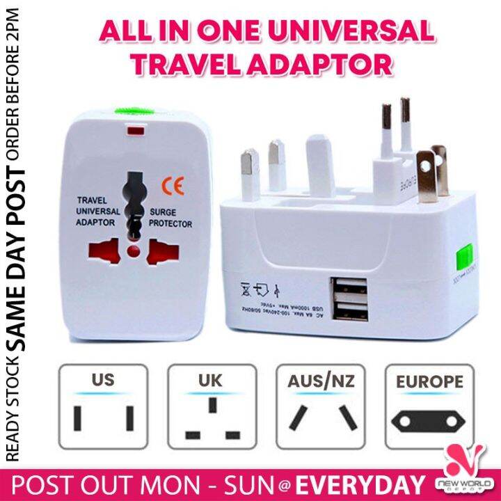 𝗔𝗟𝗟 𝗜𝗡 𝗢𝗡𝗘 》International Universal Travel Adapter 2 USB Port Socket ...