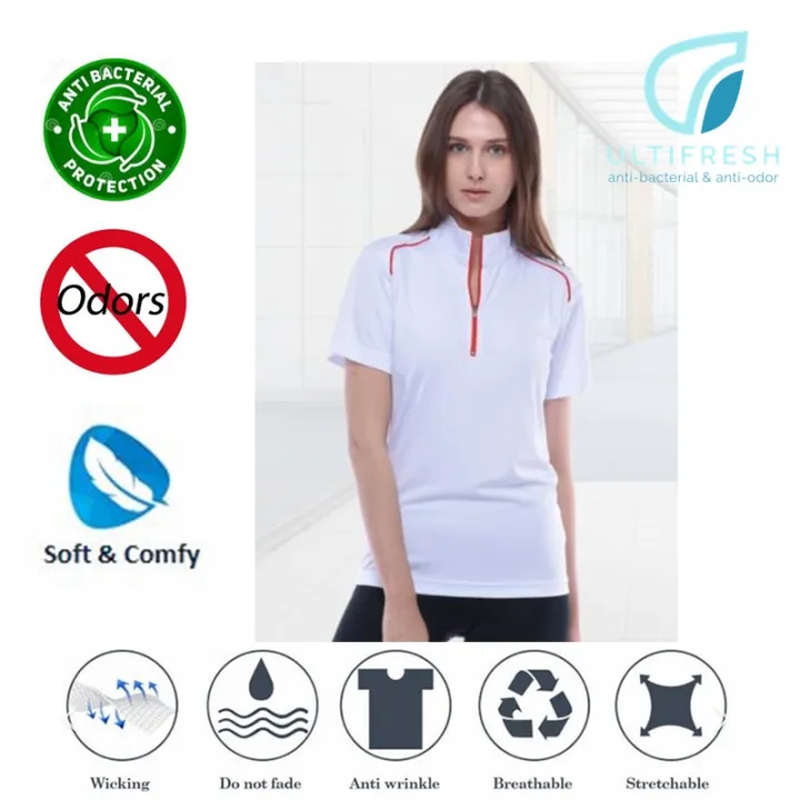 Unisex POLO T-Shirt UDF20 ULTIFRESH Oriental Zip Up Collar Polo tshirt ...