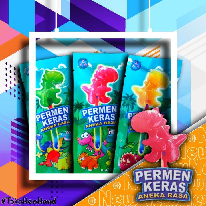 Permen Keras Dinosaurus Aneka Rasa Buah (1 PACK = 30 PCS) | Stick ...