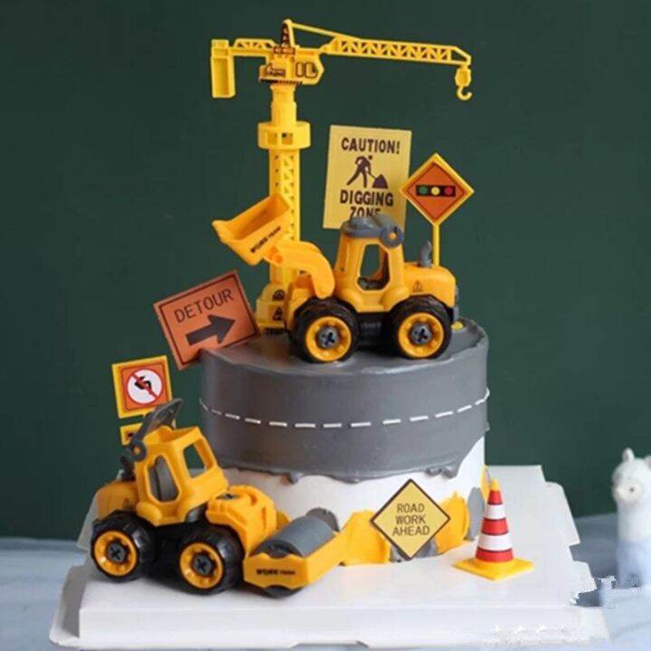 Construction Party Decor Cake Toppers Engineering Vehicle Car Cake ...