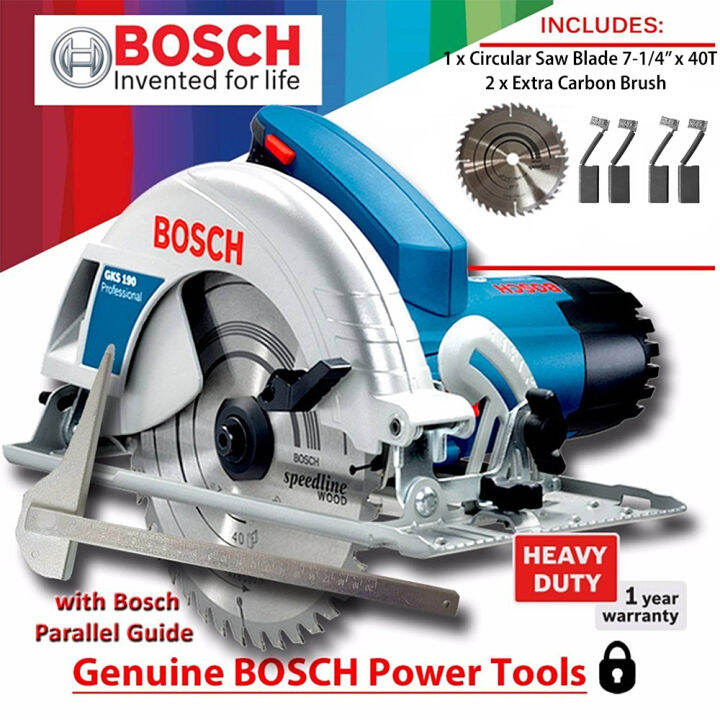 Bosch GKS 190 Heavy Duty Circular Saw 190mm ( 1400W ) with Extra 2 set ...