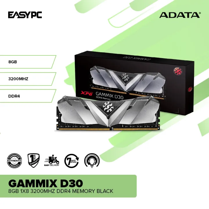 EasyPC | Adata Gammix D30 8gb 1x8 3200mhz Ddr4 Memory Supports Intel X299 platform BIntel XMP 2. ...