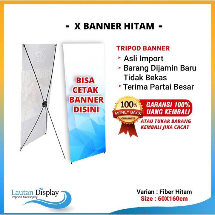 X Banner 60 cm x 160 cm Murah (kerangka X Banner Saja) warna Hitam ...