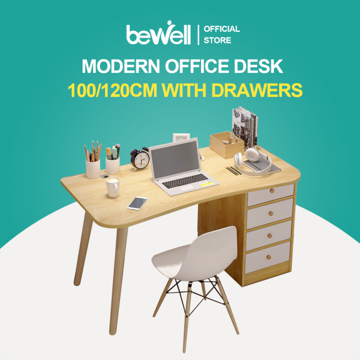 Bewell 100/120CM Computer Desk Table Study Desk Home Living Room Office Desk Writing Table with ...