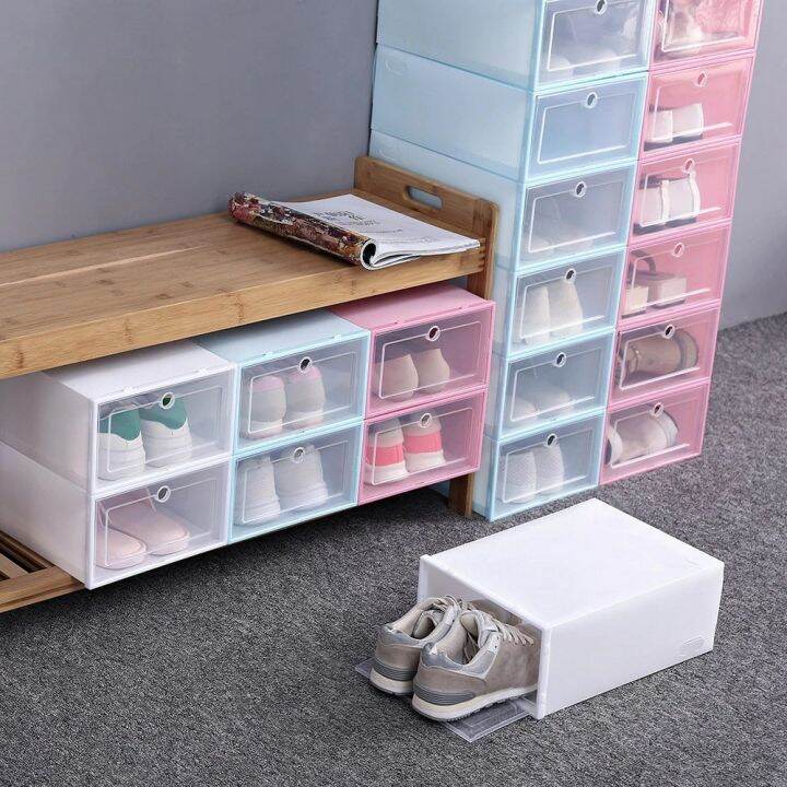 LD-C158 Kotak Sepatu Lipat Transparan Tebal Shoes Storage Box Organizer ...