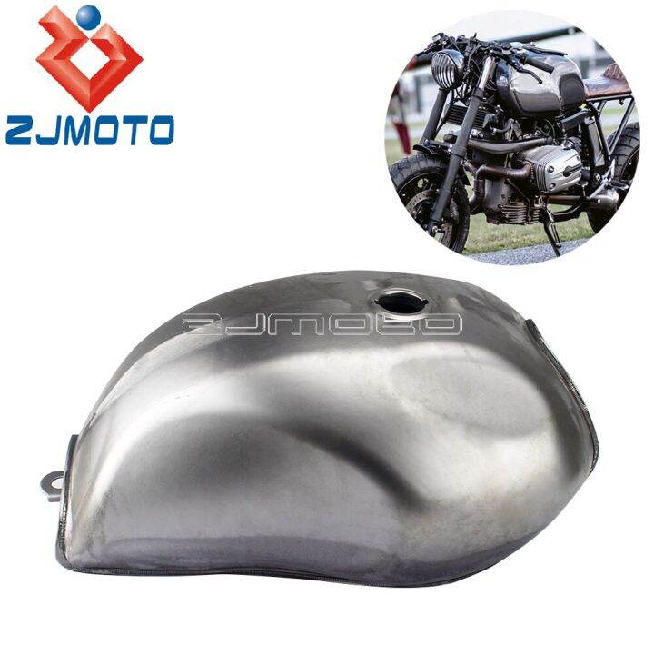 Universal Motorcycle Steel Fuel Gas Oil Tank Cafe Racer Tank Silver For ...